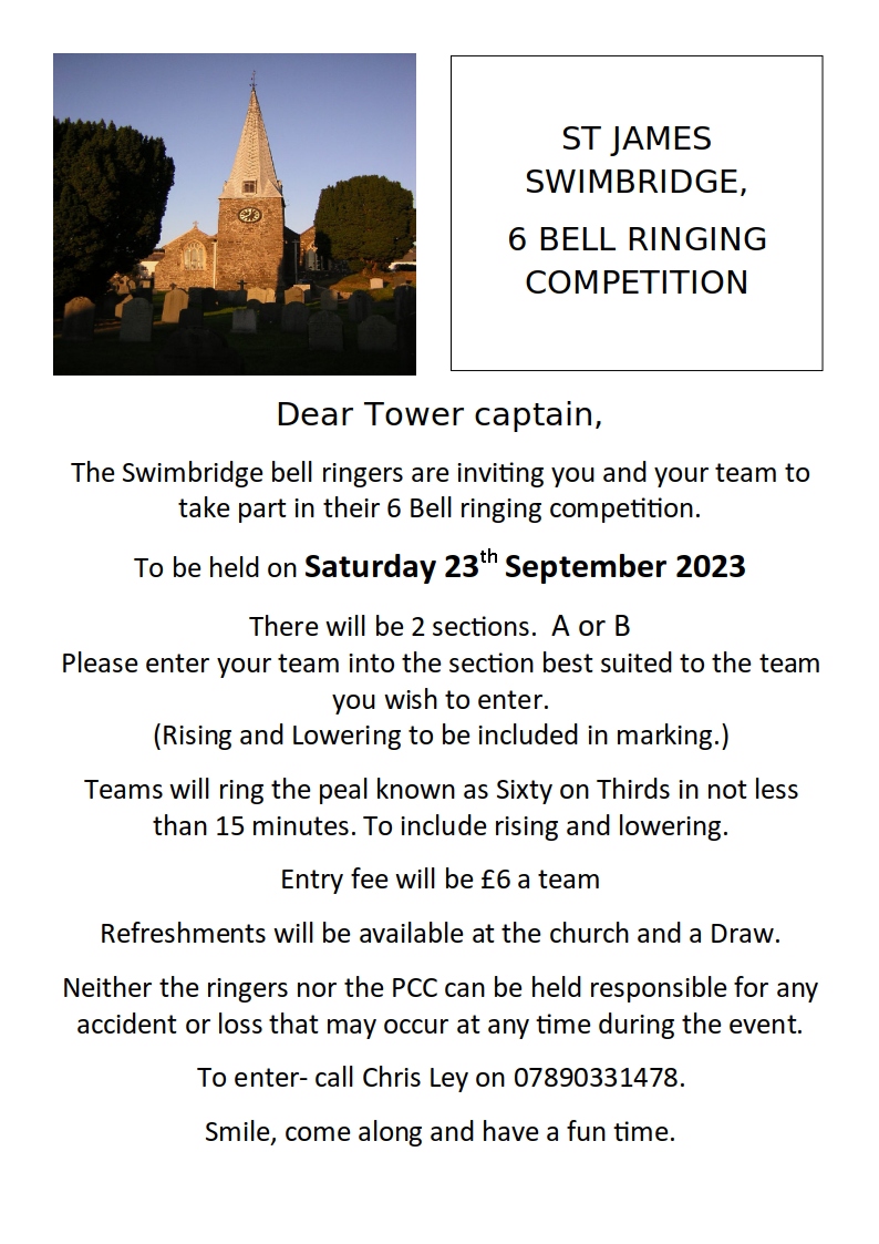 Swimbridge Competition 23rd September 2023 – Devon Association of Ringers