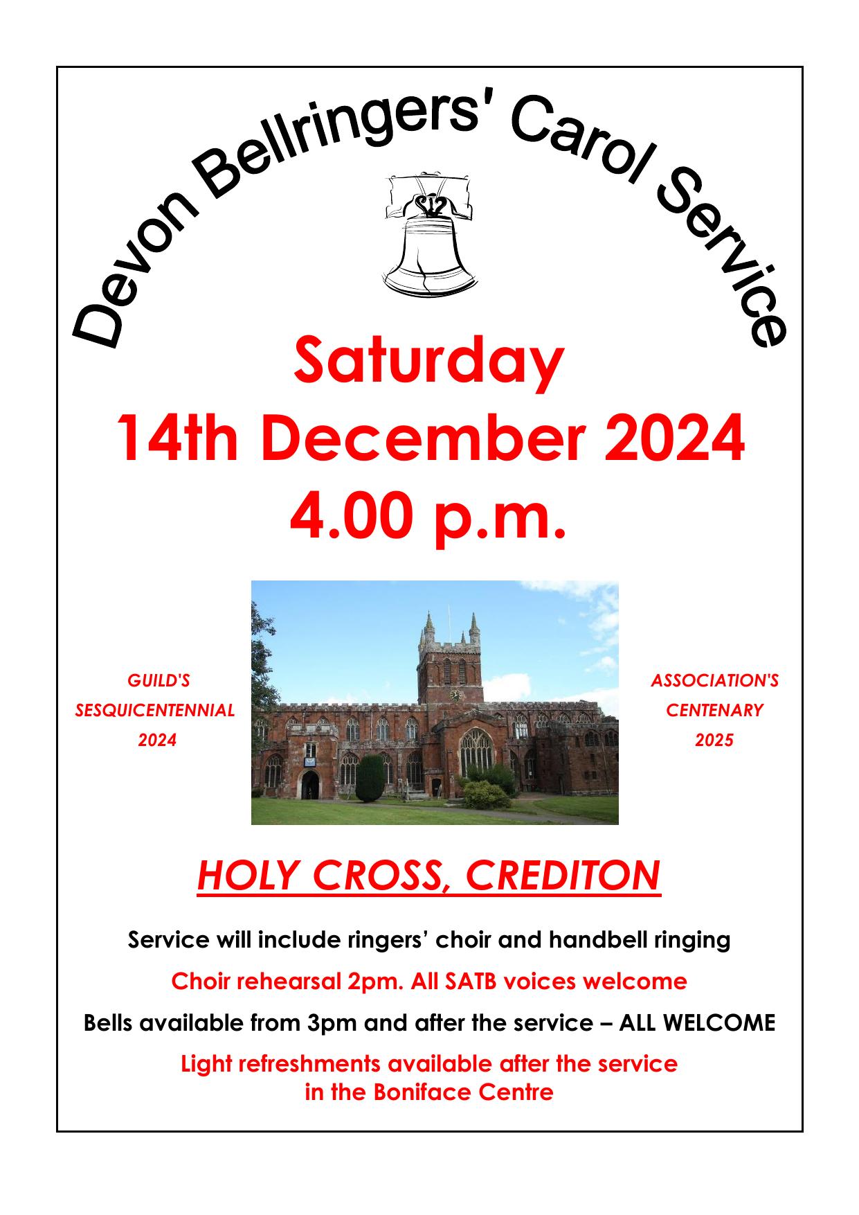 Devon bellringers’ Carol Service 14th December 2024 – Devon Association ...